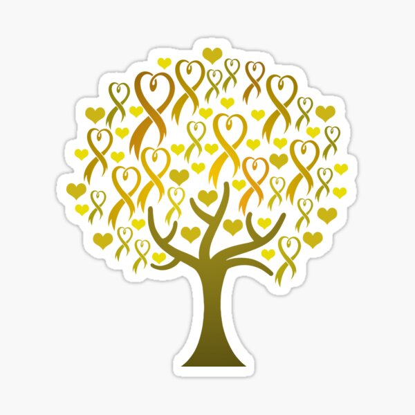 "Raising Support & Awareness - Charity Ribbon Tree (Yellow)" Sticker by ...