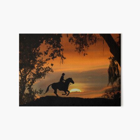 "Happy Trails Cowboy Riding off into the Sunset" Art Board Print for ...