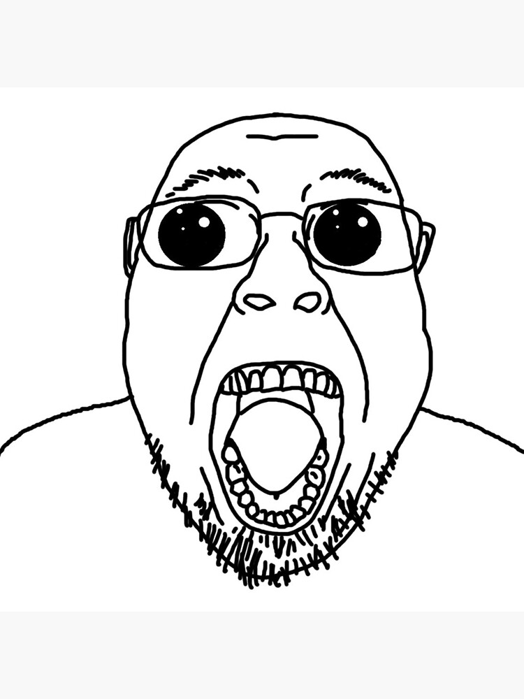 "Beady eyed Soyjak screaming at you" Clock for Sale by shirthoodies ...