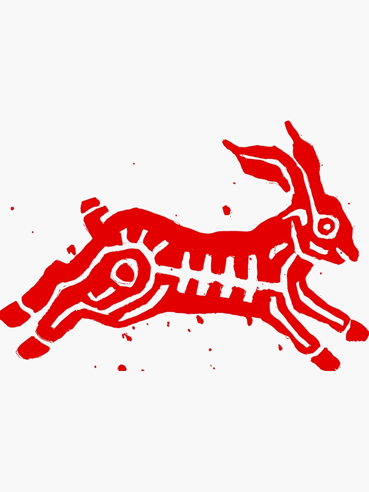 "Red Aztec Rabbit" Sticker for Sale by misahiraysa | Redbubble