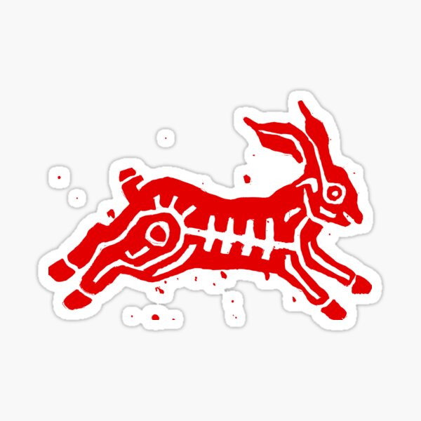 "Red Aztec Rabbit" Sticker for Sale by misahiraysa | Redbubble
