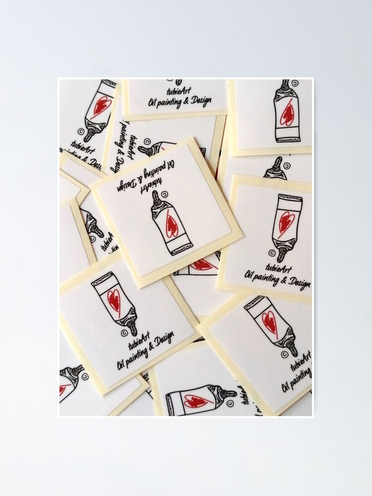 "Paint tube stickers & Pink - Art tools with Hearts " Poster for Sale ...