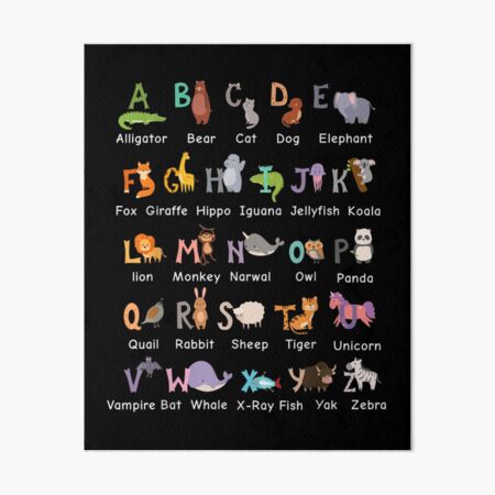 "Alphabet Animal ABCs Learning" Art Board Print for Sale by ...