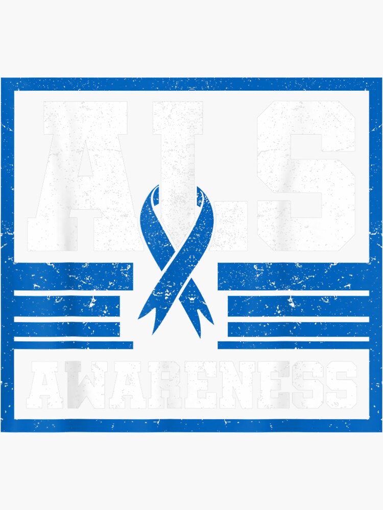 "ALS Awareness Patient Support Gift Blue Ribbon Recovery" Sticker for ...