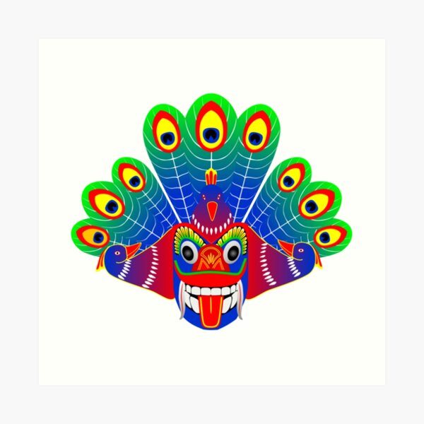 "Yaka Sri Lanka Traditional Peacock Demon Mask for T - shirts" Art ...