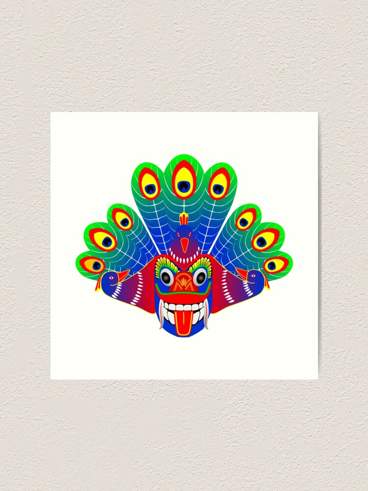 "Yaka Sri Lanka Traditional Peacock Demon Mask for T - shirts" Art ...