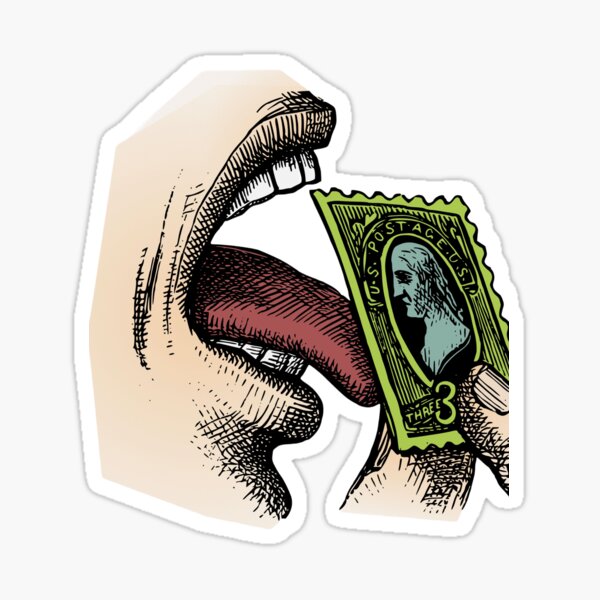 "Stamp licking" Sticker for Sale by Salko01 | Redbubble