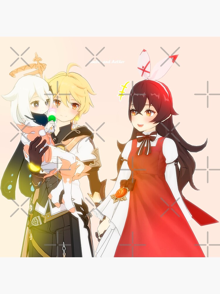 "Amber and Aether Genshin Impact" Poster for Sale by hidoyatarg | Redbubble