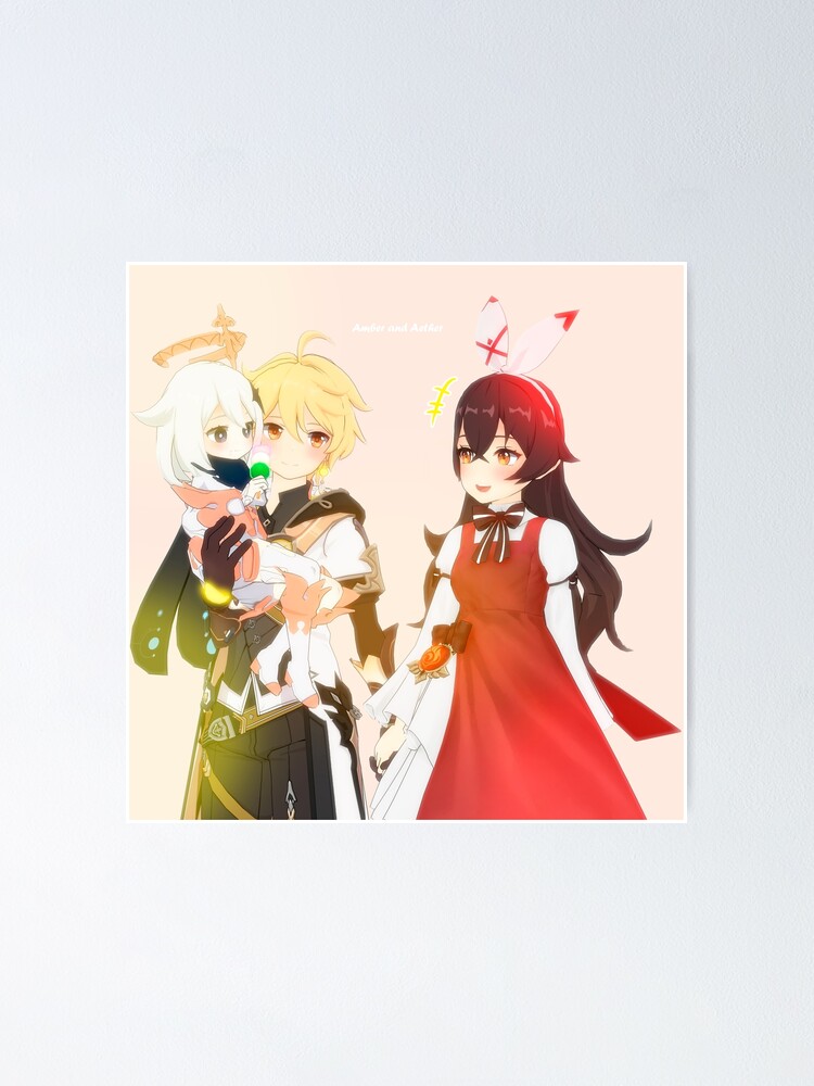"Amber and Aether Genshin Impact" Poster for Sale by hidoyatarg | Redbubble