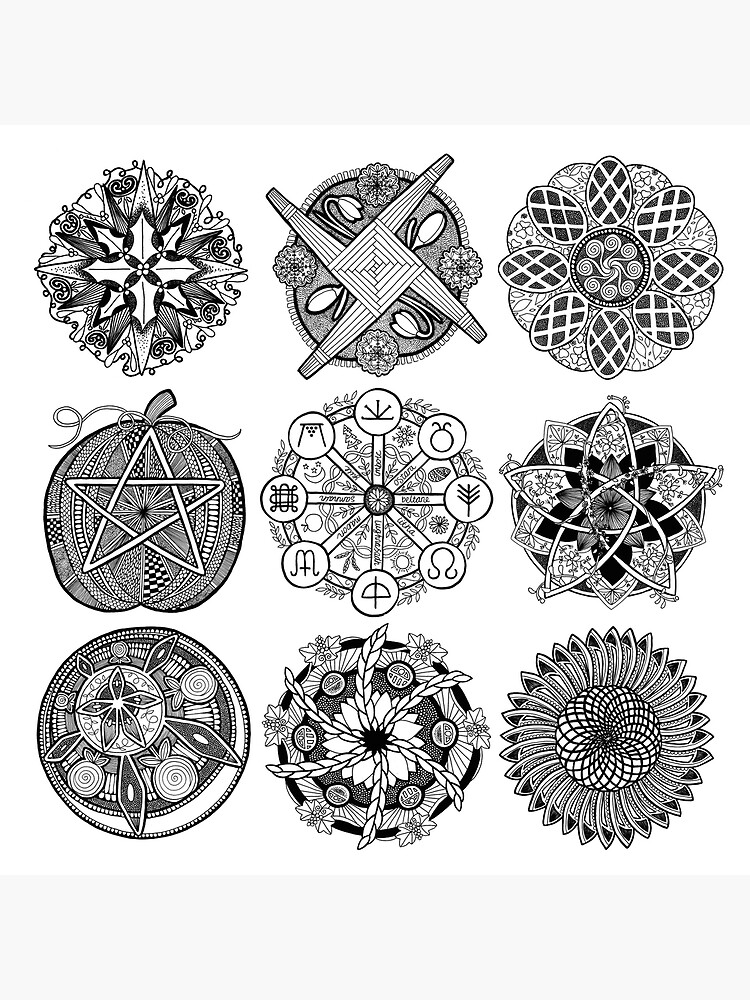 "The Wheel Of The Year Mandala Set, Sabbat Art Work For Pagan Witch ...