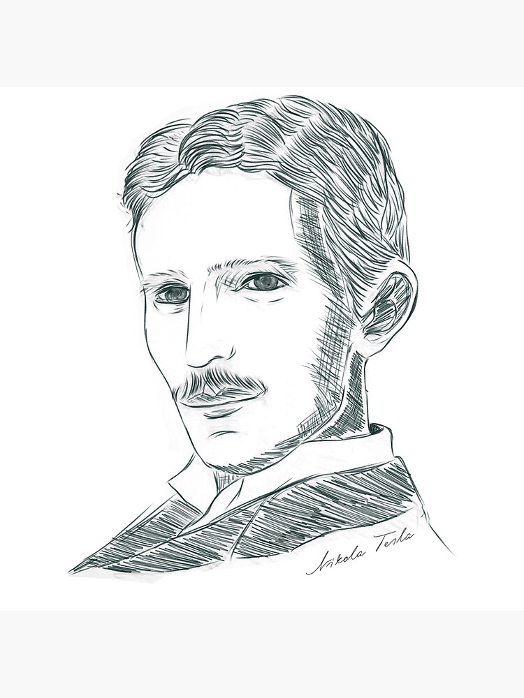 "Nikola Tesla hand sketch drawing " Art Print for Sale by Pahri4lives ...