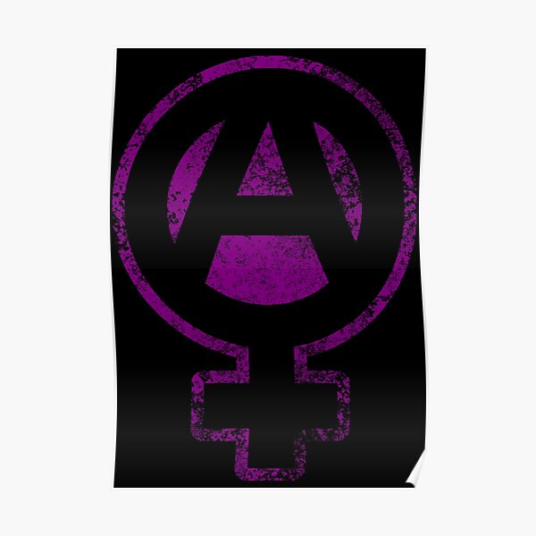 Anarcha Feminist Symbol Black And Purple Antiqued Poster For Sale By