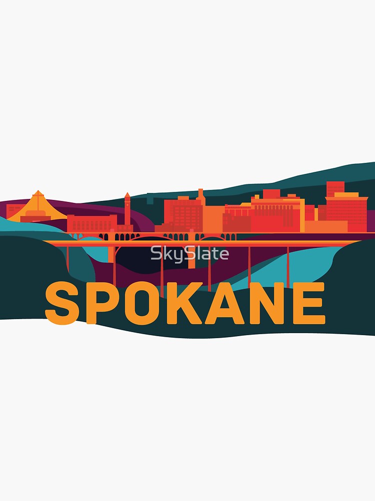 "Abstract Spokane Cityscape" Sticker for Sale by SkySlate | Redbubble