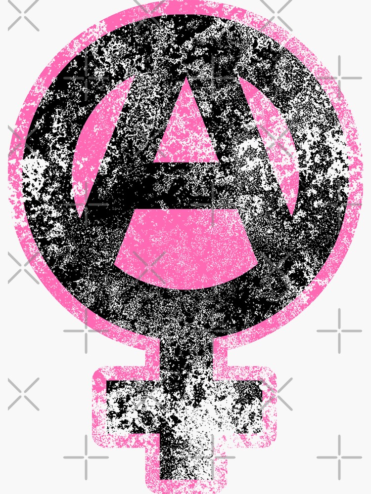 Anarcha Feminist Symbol Black And Pink Antiqued Sticker For Sale By