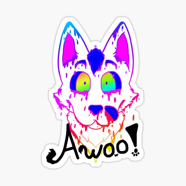 "Rainbow Furry Awoo " Sticker for Sale by TheErrant | Redbubble