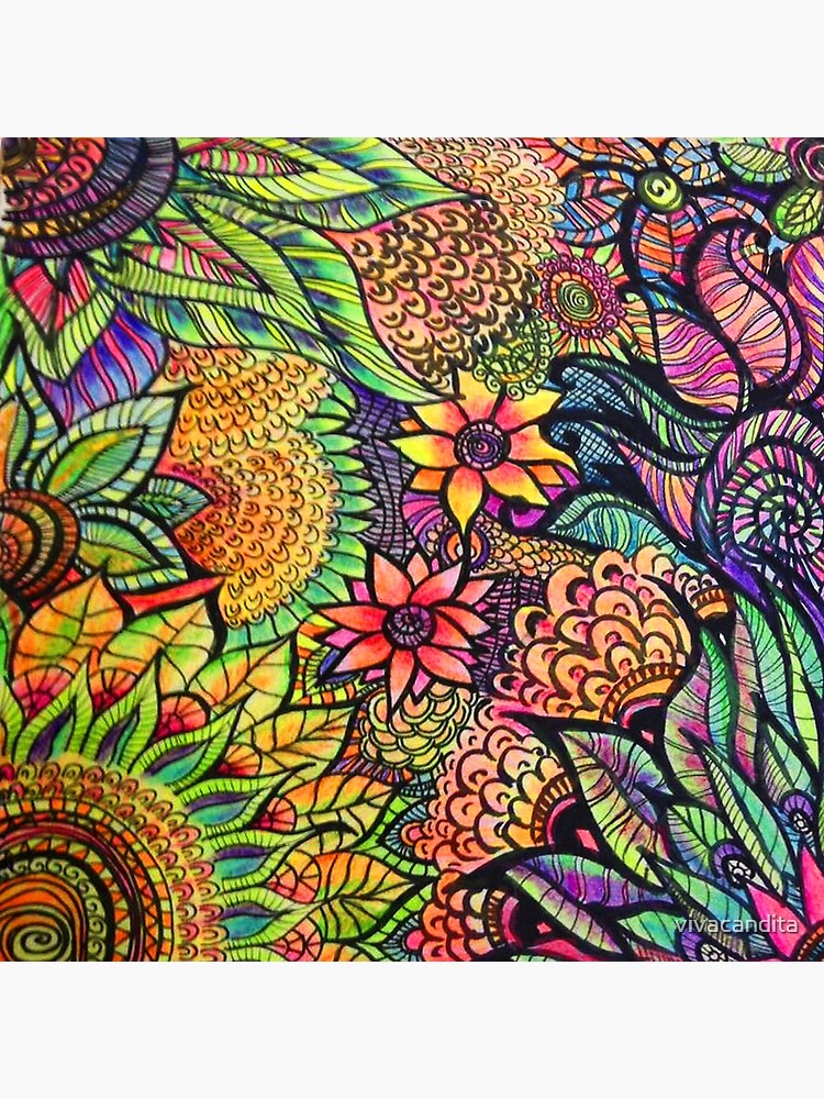 "Psychedelic Doodle Art Zentangle Flowers" Art Print for Sale by ...