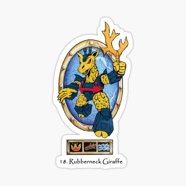 "Battle Beasts 11. Rubberneck Giraffe" Sticker for Sale by Jonotron ...