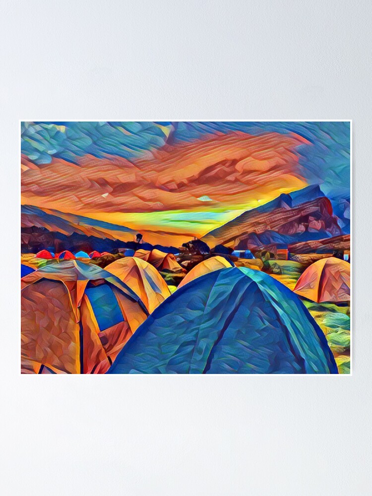 "Camping in the Mountains, African Abstract Art" Poster for Sale by ...