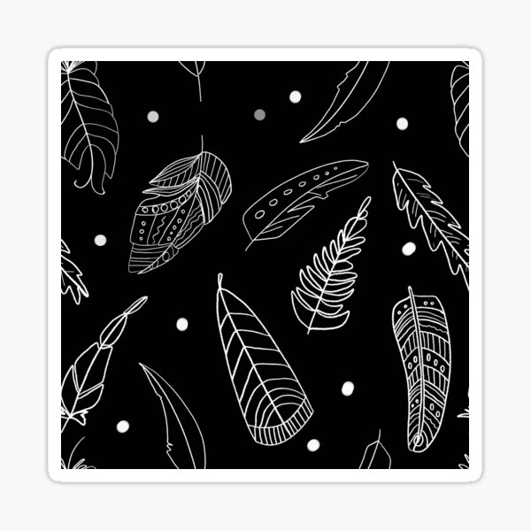 "White Feather Hand Drawn Scatter Pattern" Sticker for Sale by ...