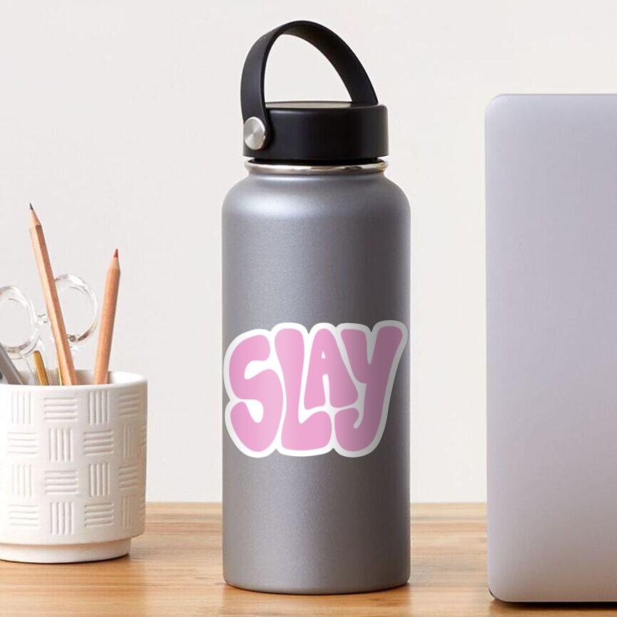 "slay bubble letters- pink" Sticker for Sale by cederucki | Redbubble