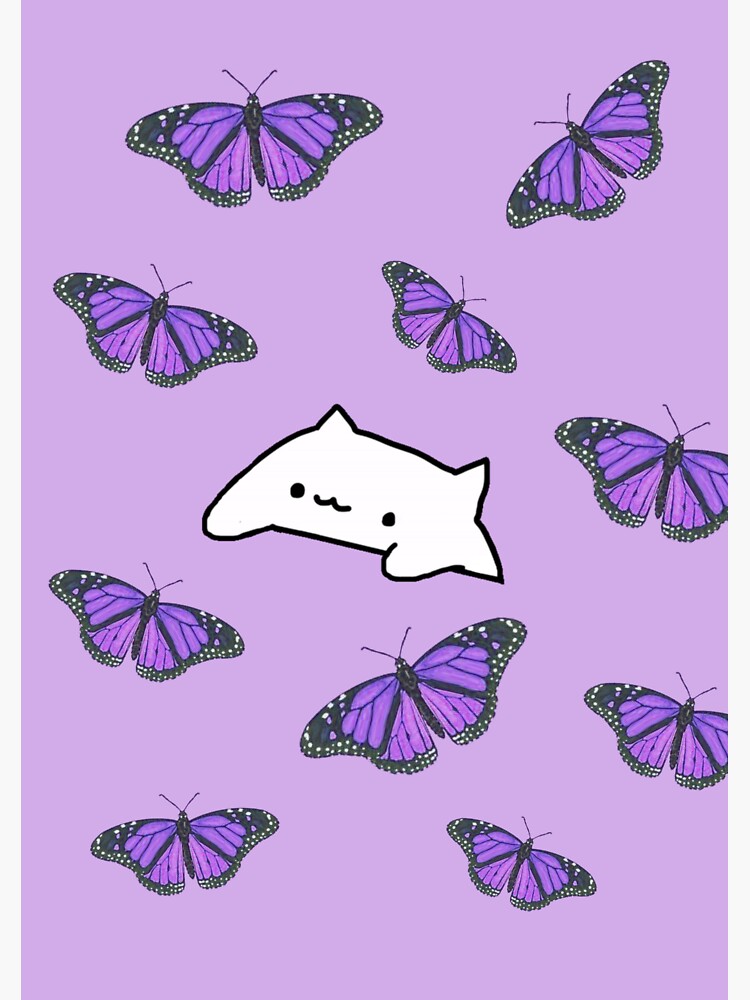 "Purple bongo cat and butterfly" Sticker for Sale by sunii-berry ...