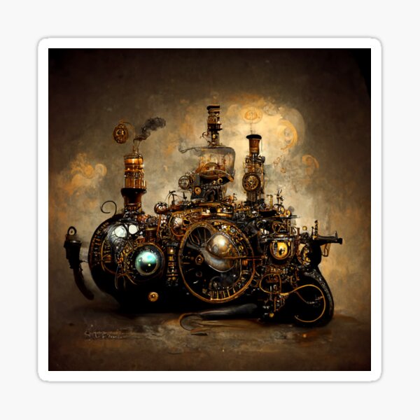 "Steampunk Time Machine" Sticker for Sale by aiartfuturist | Redbubble