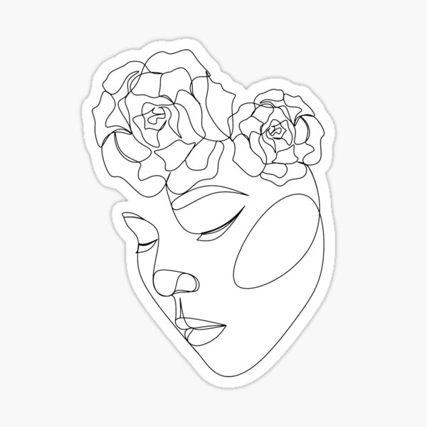 One Line Art Women Sticker For Sale By Mialunaa Redbubble