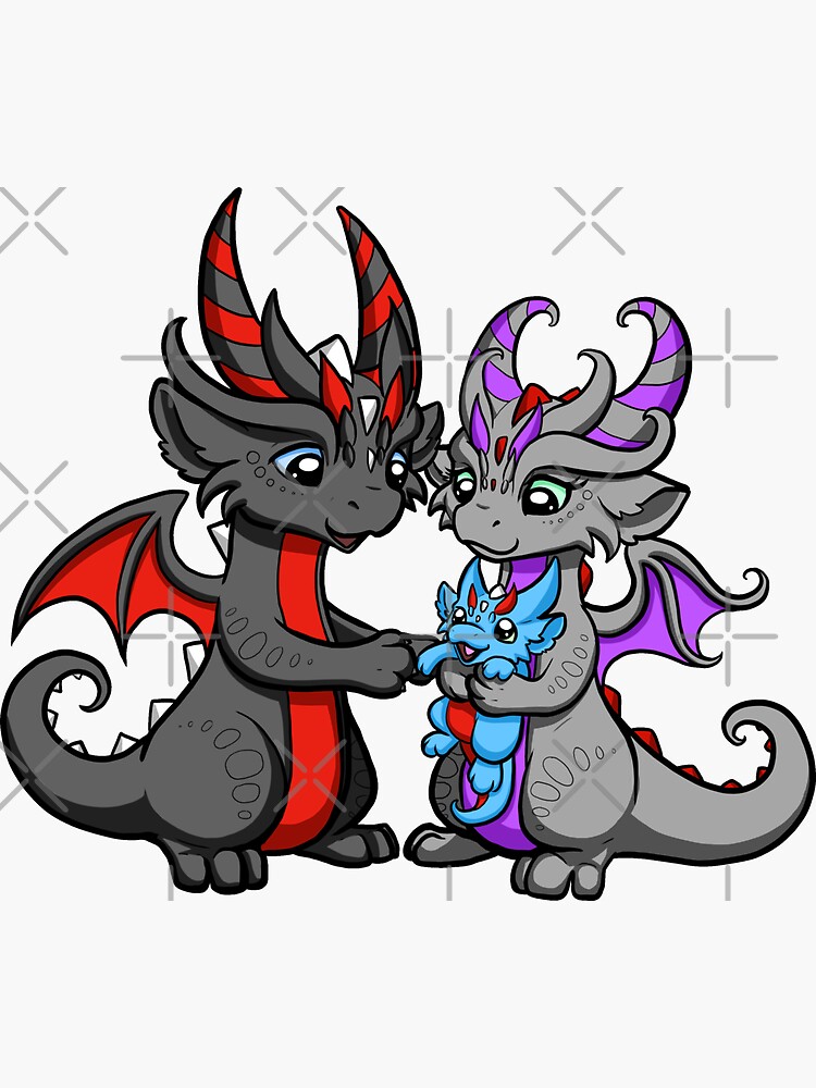 "Dragon Family" Sticker for Sale by bgolins | Redbubble