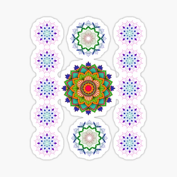 "colourful mandala art " Sticker for Sale by Minocoli | Redbubble