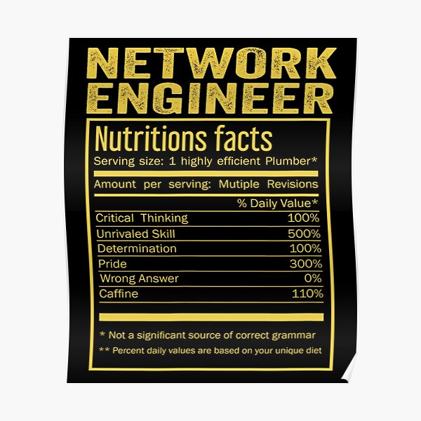 "Cool Network engineer Funny Nutrition Facts Mens Womens Christmas ...