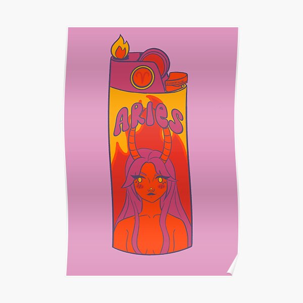 "Femme Astrology Lighter - Aries Zodiac Sign" Poster for Sale by sophkf ...