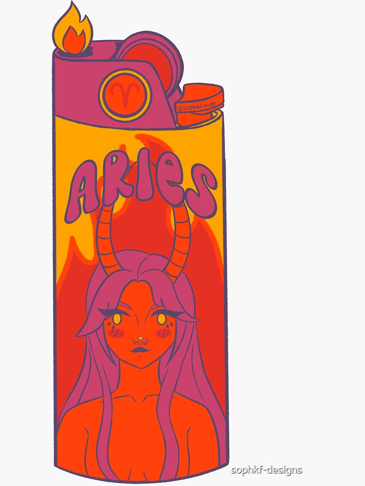 "Femme Astrology Lighter - Aries Zodiac Sign" Sticker for Sale by ...
