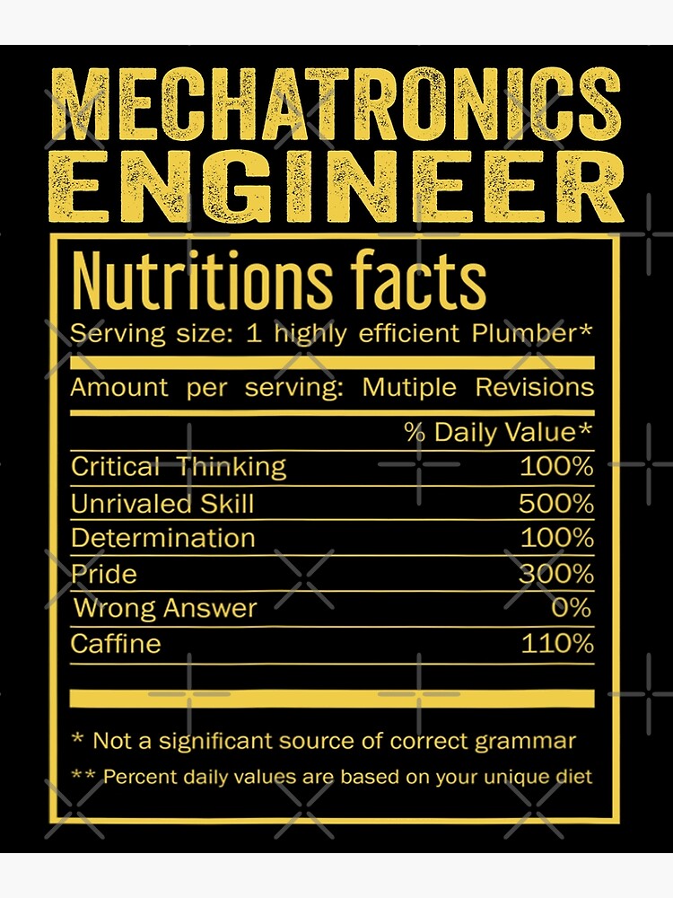 "Cool Mechatronics engineer Funny Nutrition Facts Mens Womens Christmas ...