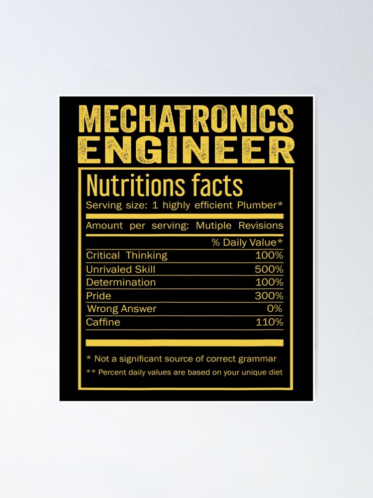 "Cool Mechatronics engineer Funny Nutrition Facts Mens Womens Christmas ...