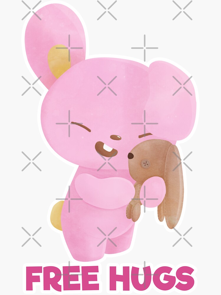 "Free Hugs | Cute Bunny Sticker" Sticker for Sale by Pirroppi | Redbubble