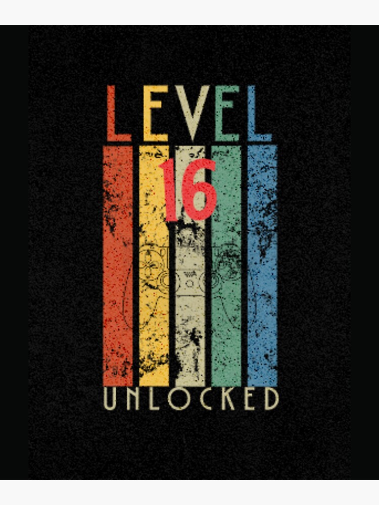 "LEVEL 16 UNLOCKED, vintage t-shirt" Sticker for Sale by Soumi72 ...