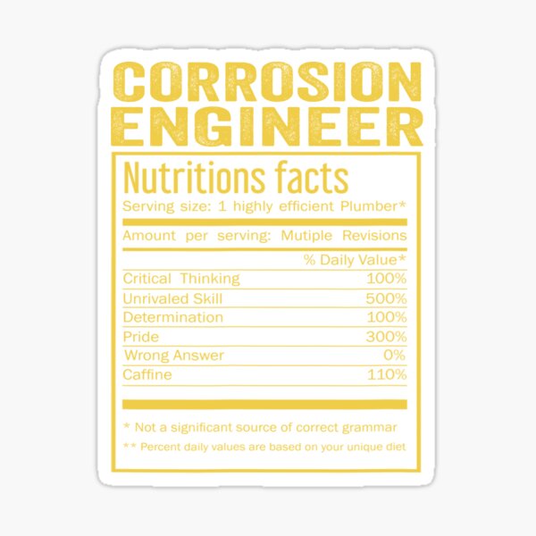 "Cool Corrosion engineer Funny Nutrition Facts Mens Womens Christmas ...