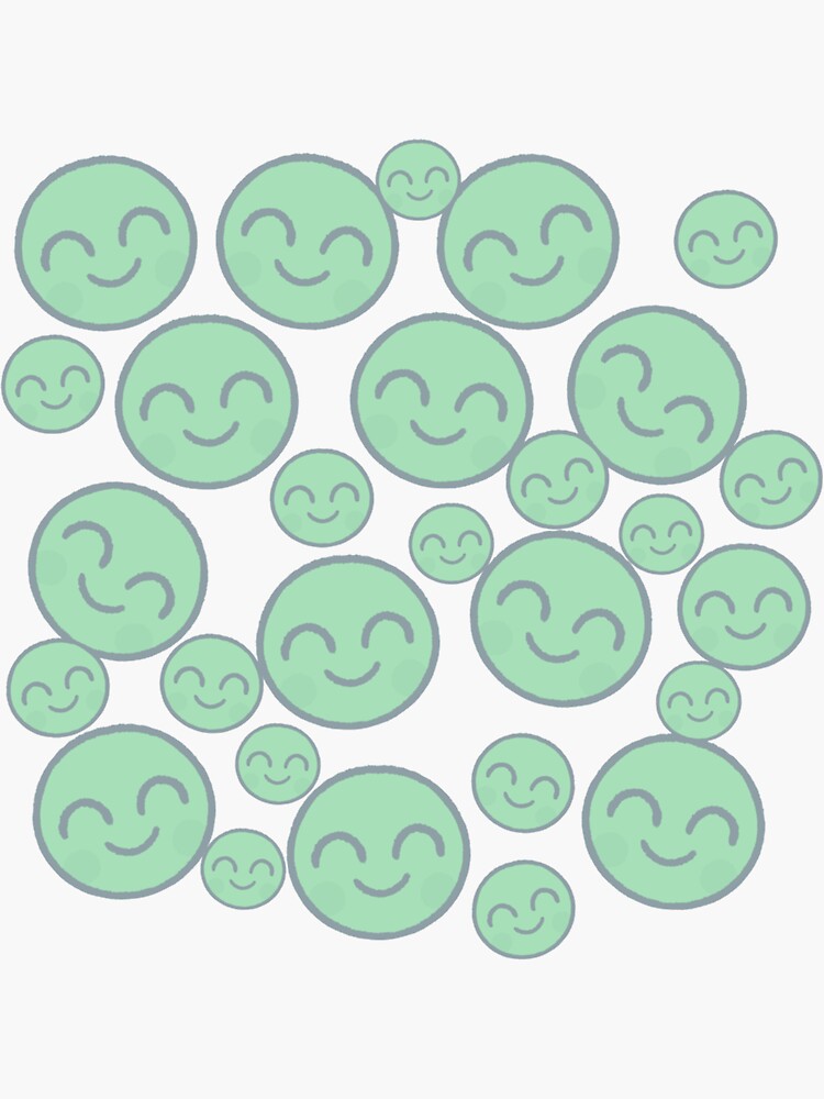 "Mint Green Smiley Faces" Sticker for Sale by ArtistryTales | Redbubble