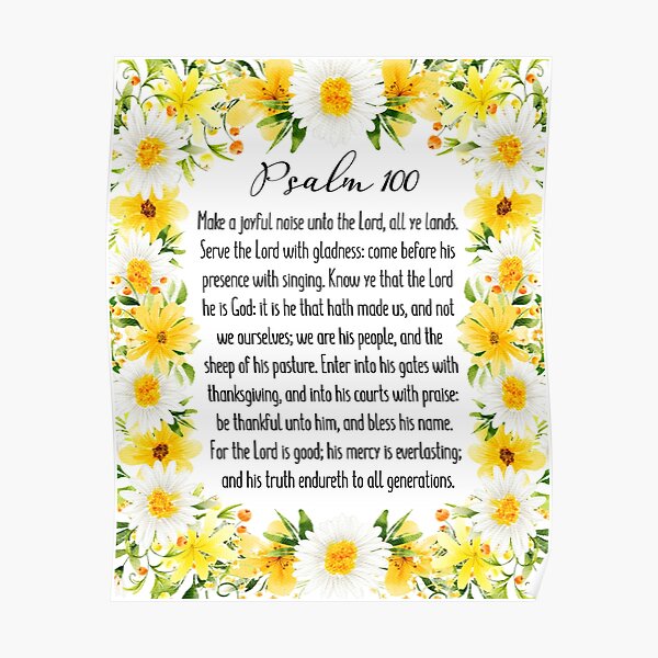 "Psalm 100 Bible Verse Wall Art, Christian Room Decor, Watercolor Psalm ...