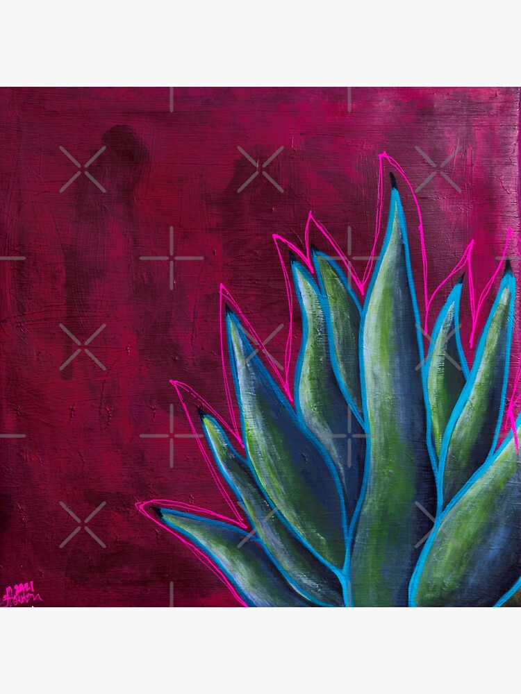 "Neon Pink Blue Agave Painting" Sticker for Sale by TessaHouston ...