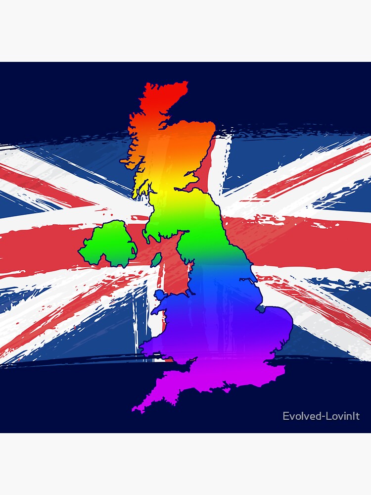 "Gay UK - Rainbow Pride Union Jack Blue" Sticker for Sale by Evolved ...