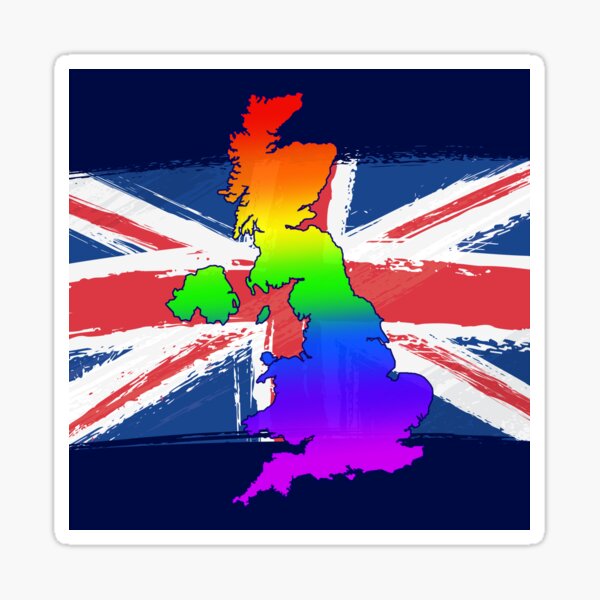 "Gay UK - Rainbow Pride Union Jack Blue" Sticker for Sale by Evolved ...