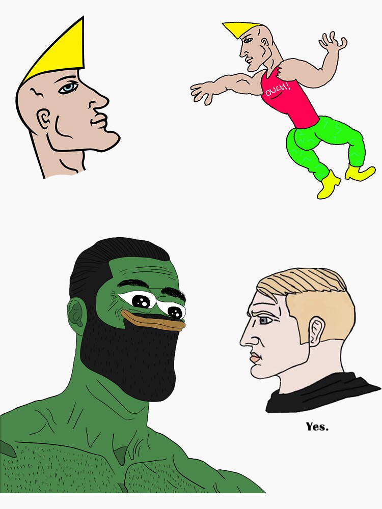 Pegatina «Giga chad, pepe chad set, chad meme.» de T-Look | Redbubble
