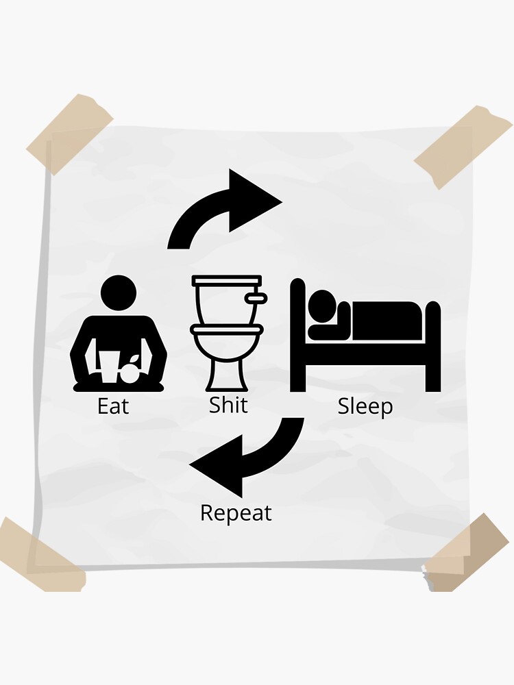 "Eat Shit Sleep Repeat" Sticker for Sale by BinkyBarnez | Redbubble