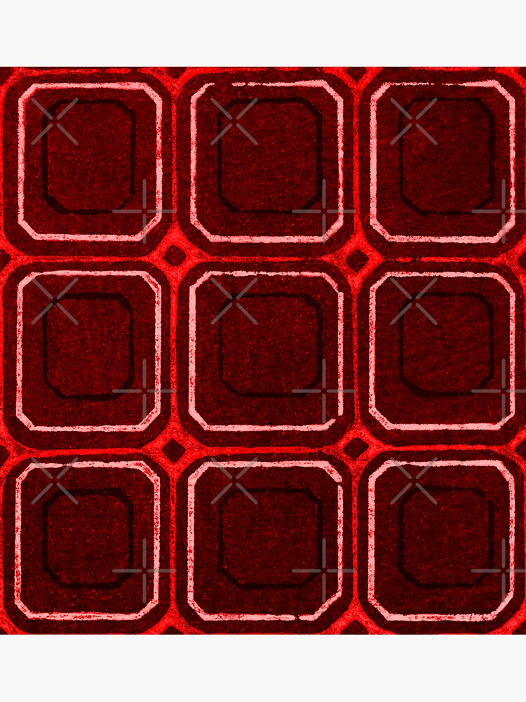 "Japanese Red square pattern | Vintage Woodblock Print" Sticker for ...