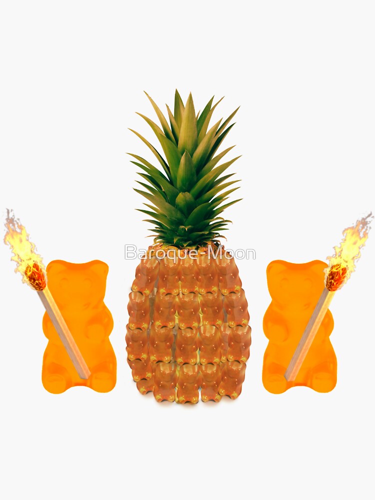 "Fire Gummy pineapple" Sticker for Sale by Baroque-Moon | Redbubble