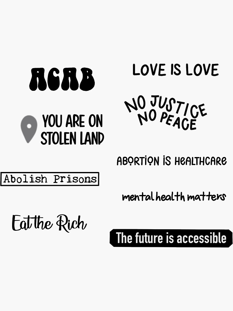 "Social Justice B&W Sticker Pack" Sticker for Sale by mweigle | Redbubble