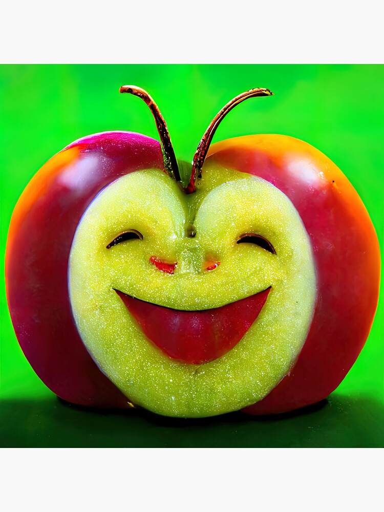 "Cute goofy smiling apple sticking their tongue out" Sticker for Sale ...