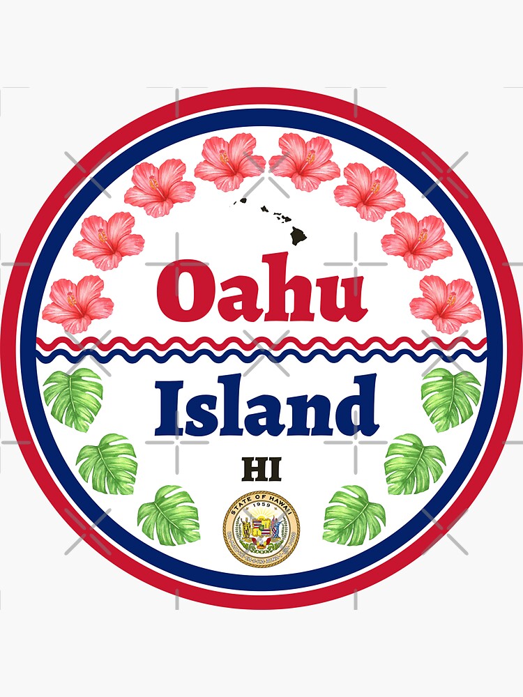 "Island of Oahu Hawaii" Sticker for Sale by FedSherDesign | Redbubble