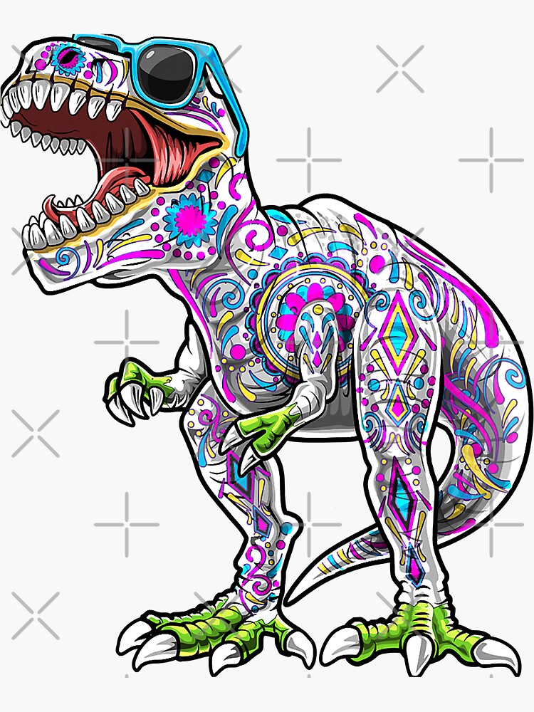 "Day Of The Dead T Rex Dinosaur Dia De Muertos Halloween Gift" Sticker ...